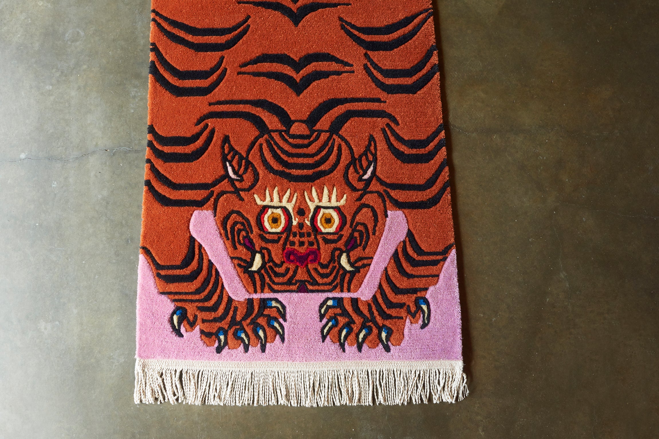 Handwoven Tibetan Tiger Rug by Tibetan Refugee Artisans (Tiger 6) – Tim ...