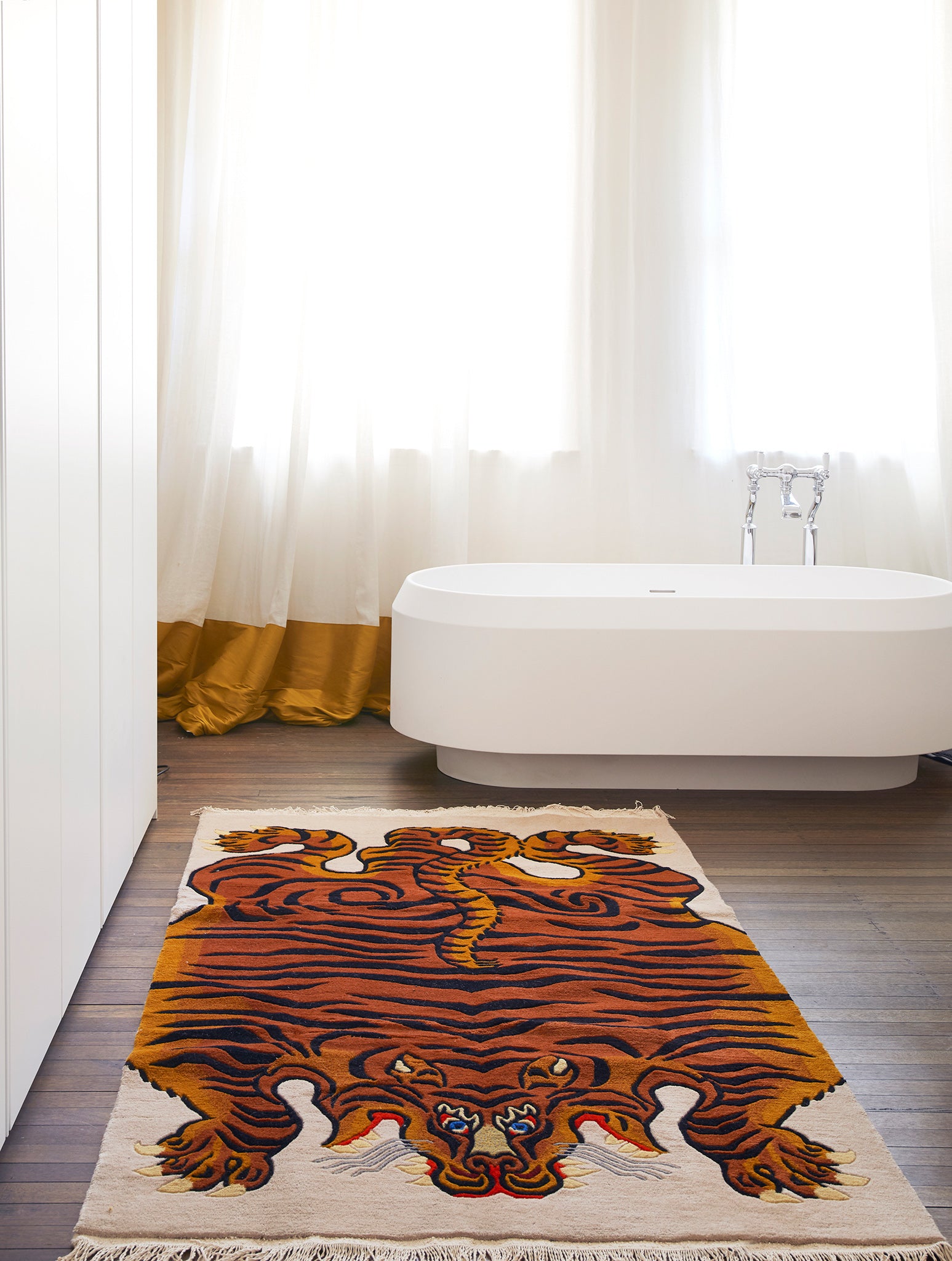 Handwoven Tibetan Tiger Rug by Tibetan Refugee Artisans (Tiger 1) – Tim ...