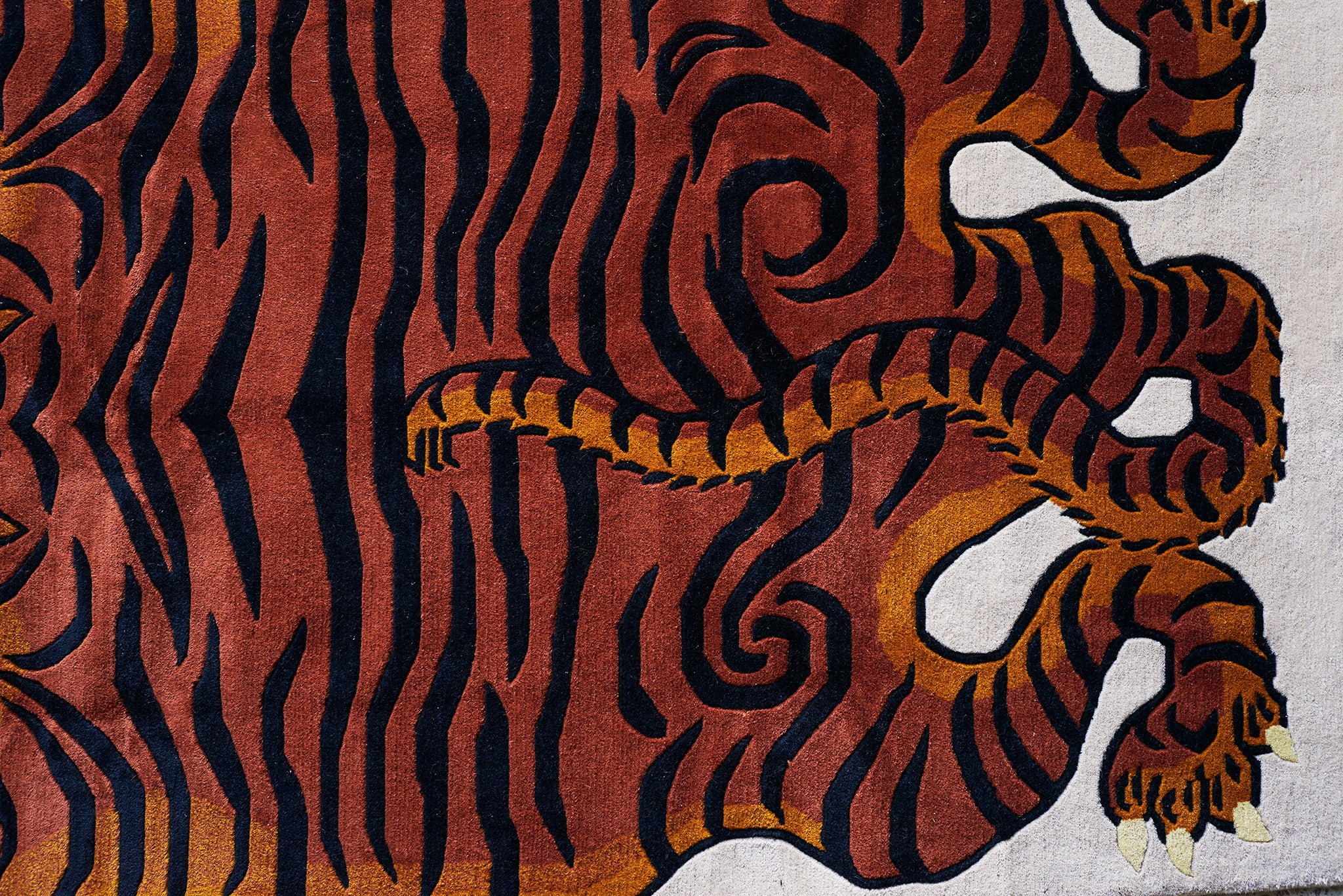 Handwoven Tibetan Tiger Rug by Tibetan Refugee Artisans (Tiger 1) – Tim ...