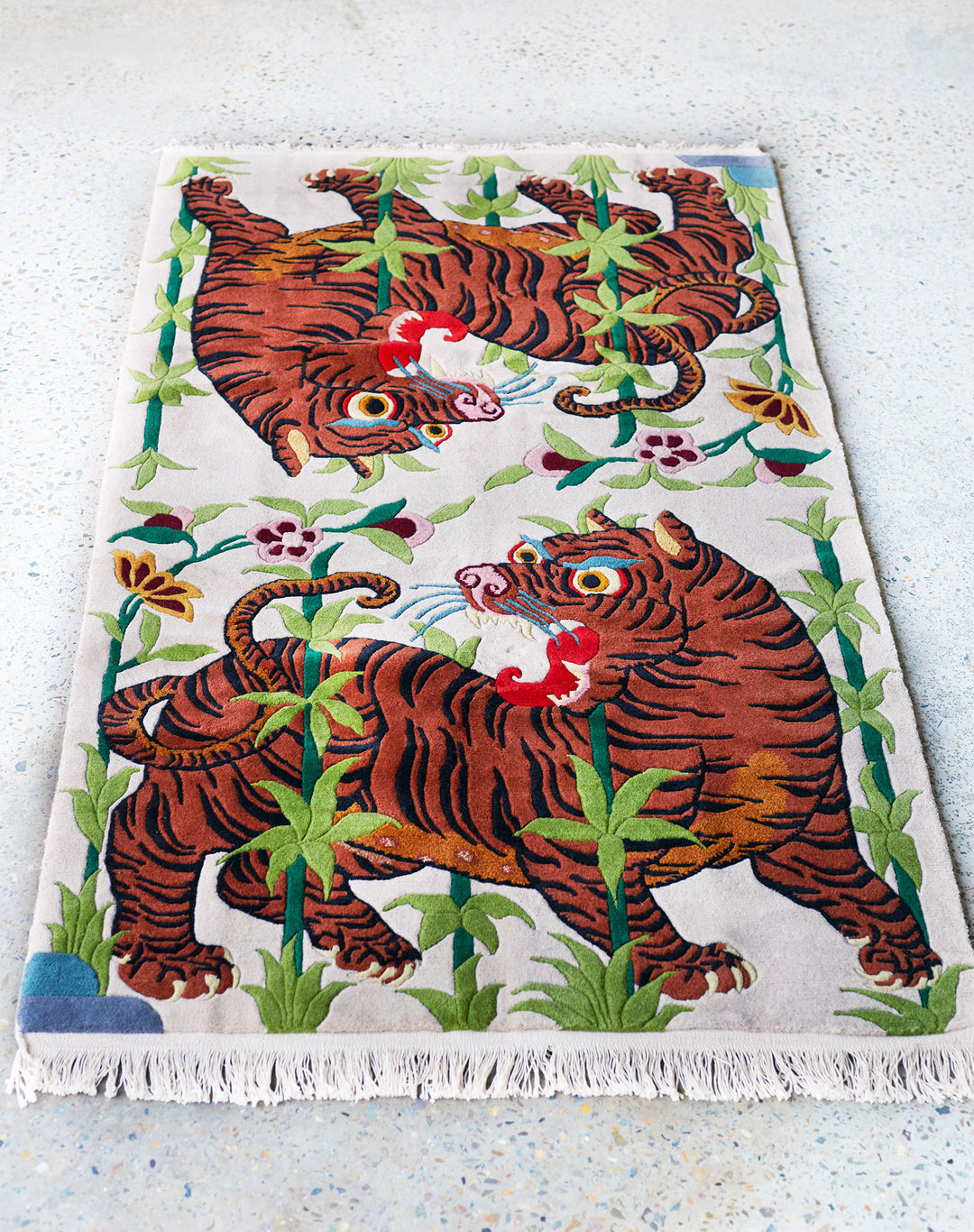 Handwoven Tibetan Tiger Rug by Tibetan Refugee Artisans (Tiger 3) – Tim ...