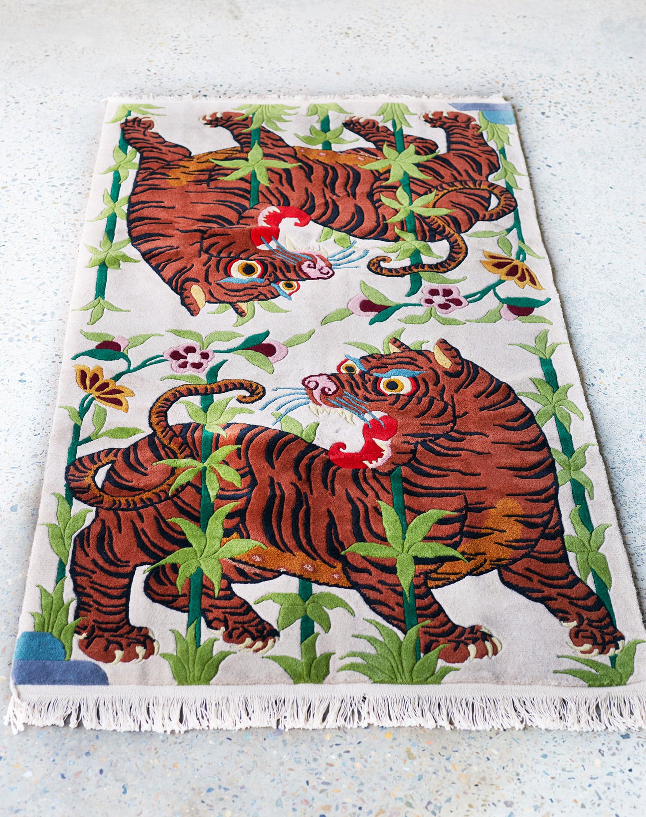 Handwoven Tibetan Tiger Rug by Tibetan Refugee Artisans (Tiger 3) – Tim ...