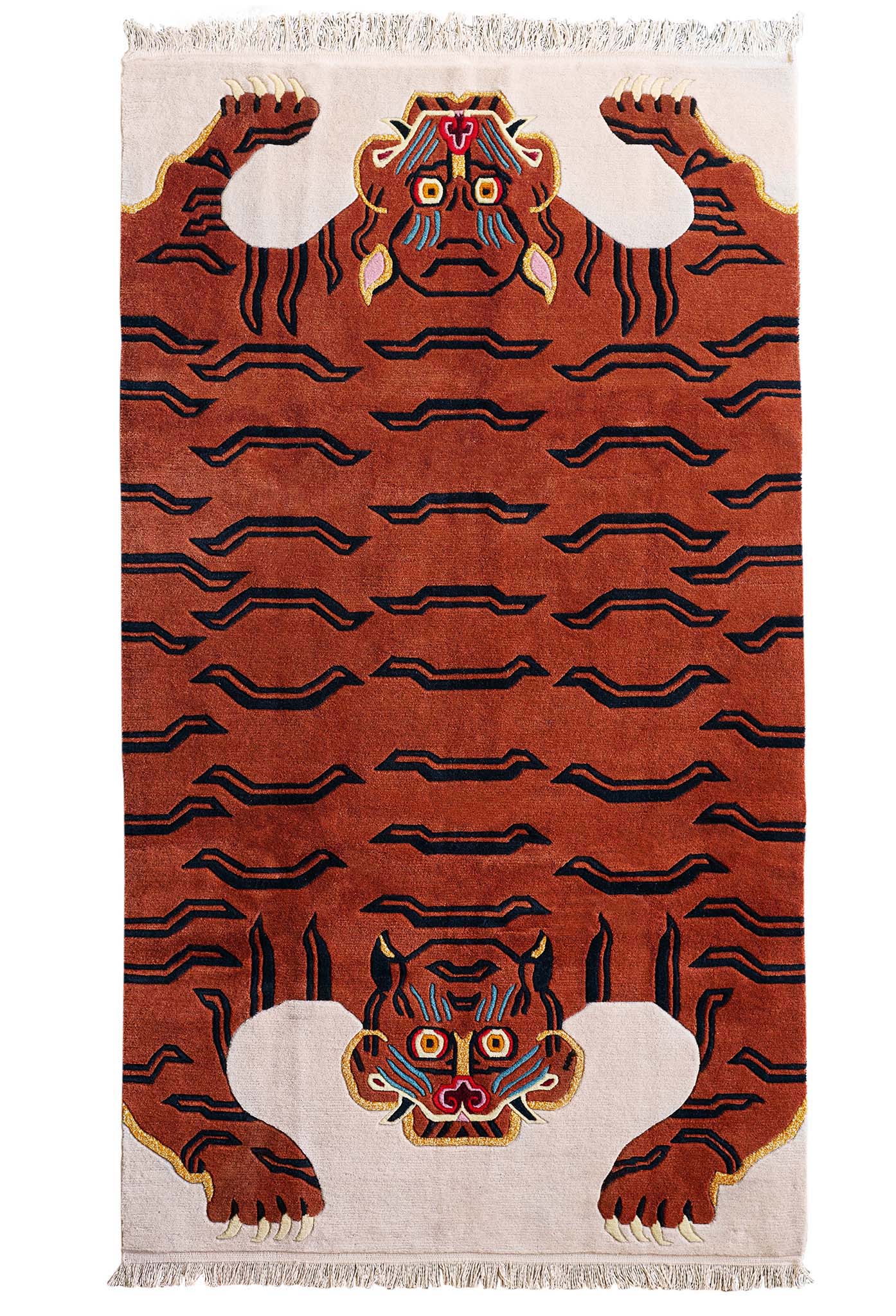 Handwoven Tibetan Tiger Rug by Tibetan Refugee Artisans (Tiger 2) – Tim ...